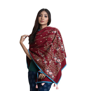 Women Shawl - Red Viscose Winter Shawl - Send Shawl to Bangladesh ...