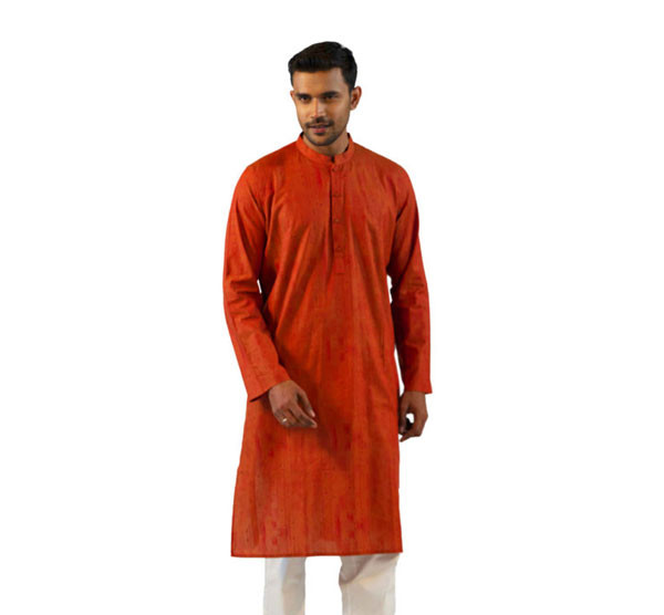 Long Panjabi - Red Cotton Embroidered Panjabi - Send Panjabi to ...
