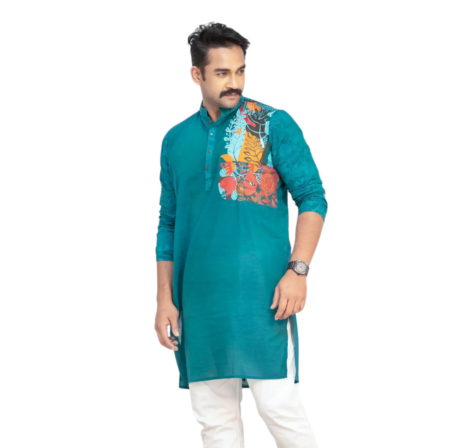 Men’s Sea-Green Color Cotton Panjabi - Send Panjabi to Bangladesh ...